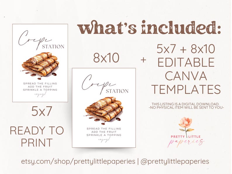 Crepe Station, Editable Template, Digital Instant Download Sign ...
