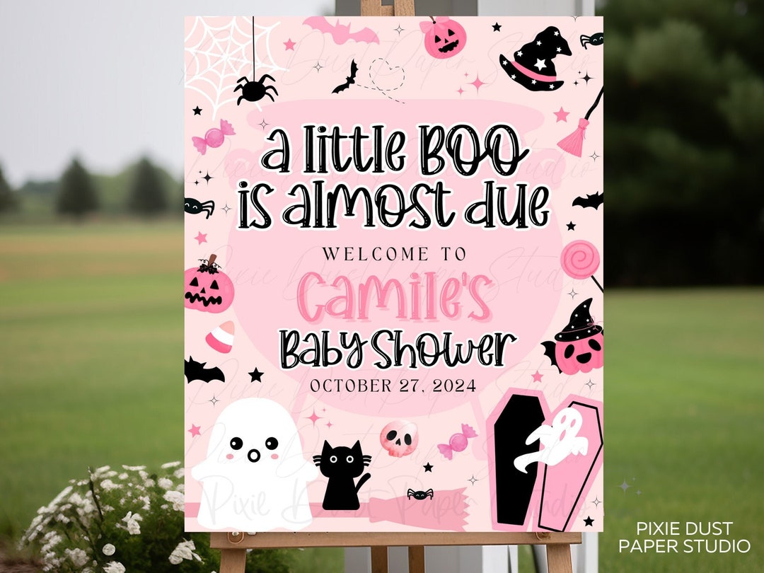 A Little Boo is Almost Due - Custom Printed Foam Board, Girls Pink ...