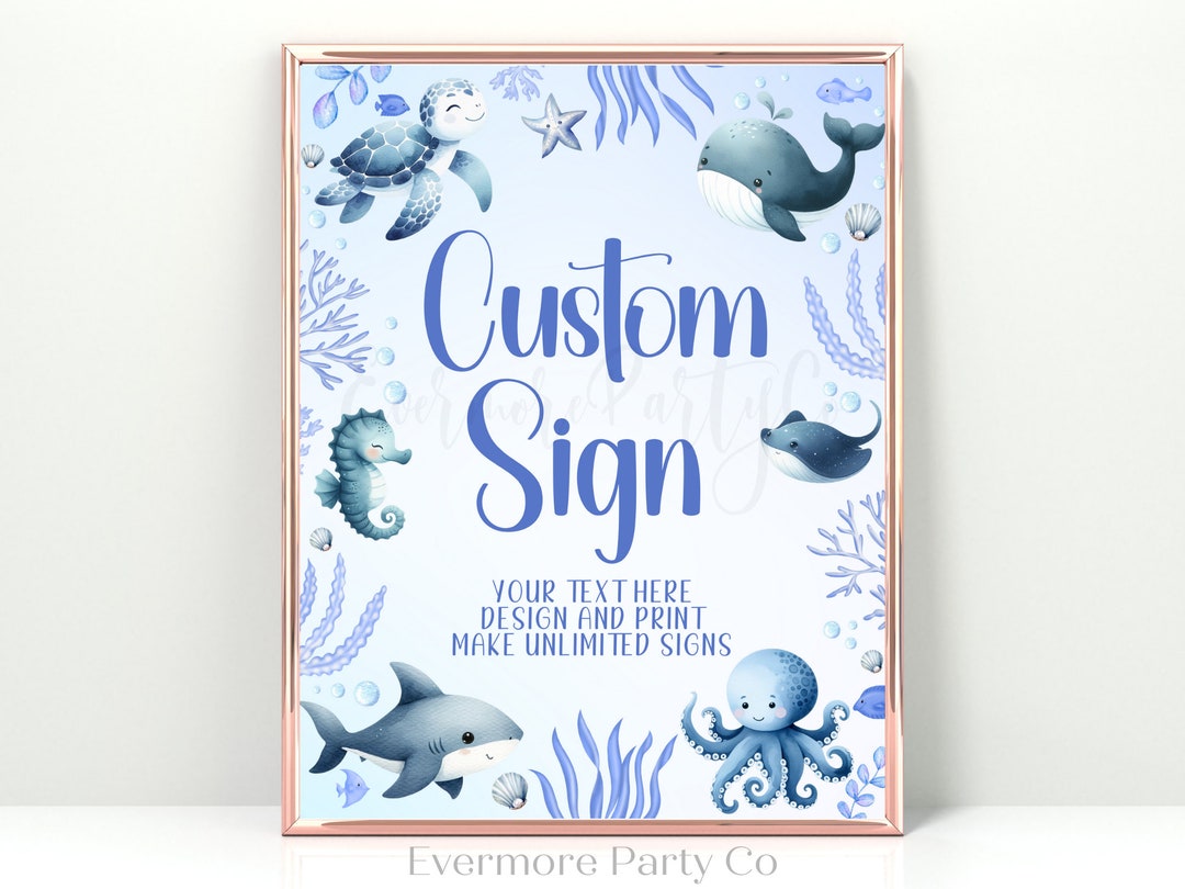 Editable Unlimited Sign Blue Under the Sea Template, Instant Download ...