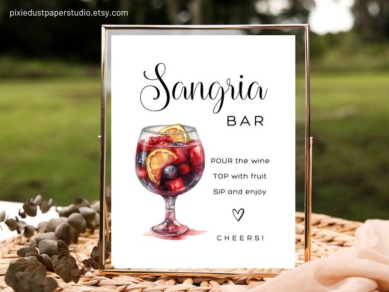 Sangria Bar, Digital Instant Download Sign, 4x6 5x7 8x10 Printable ...