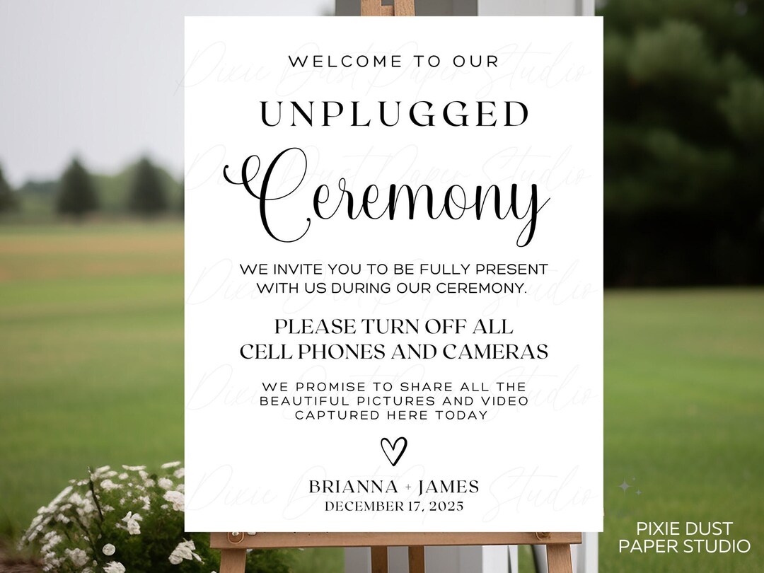 Unplugged Ceremony Sign Custom Printed on Poster or Foam - Etsy