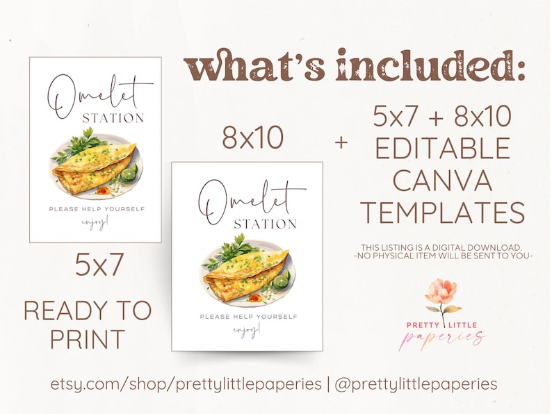 Omelet Station, Editable Template Instant Download Printable, Breakfast ...