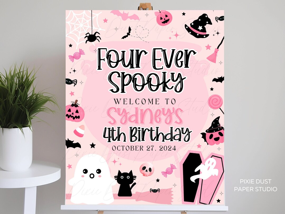 Four Ever Spooky - Custom Printed Foam Board, Girls Pink Halloween, 4th ...