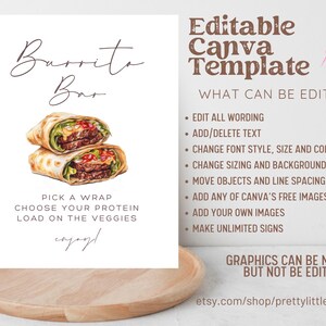 Burrito Bar Sign, Editable Template, Instant Download Printable, Food ...