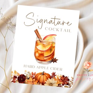 Editable Hard Apple Cider Fall Signature Cocktail Drink Sign, Autumn ...