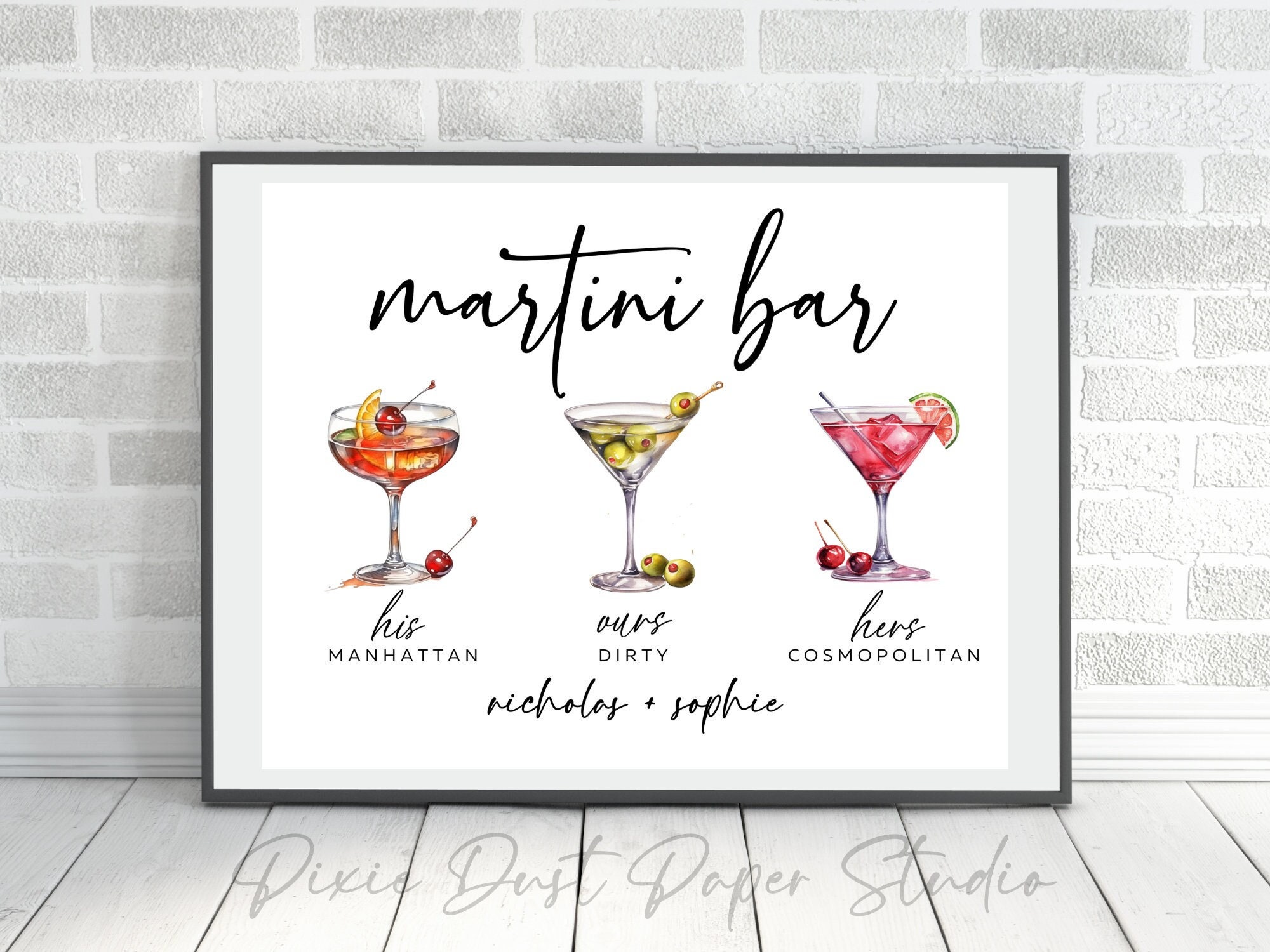 Custom PRINTED or DIGITAL Signature Cocktail Drinks Martini - Etsy