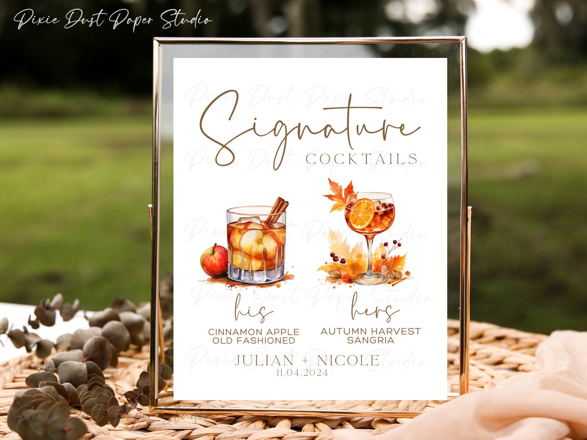Printed or Digital Fall Signature Cocktail Drinks Sign - Etsy