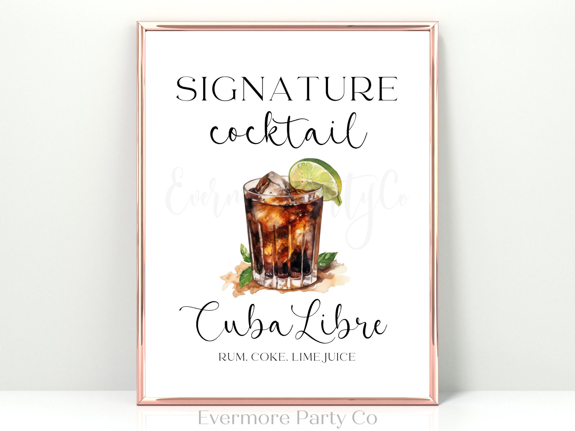 Cubalibre Signature Cocktail Drink Sign, Editable Template, Instant ...
