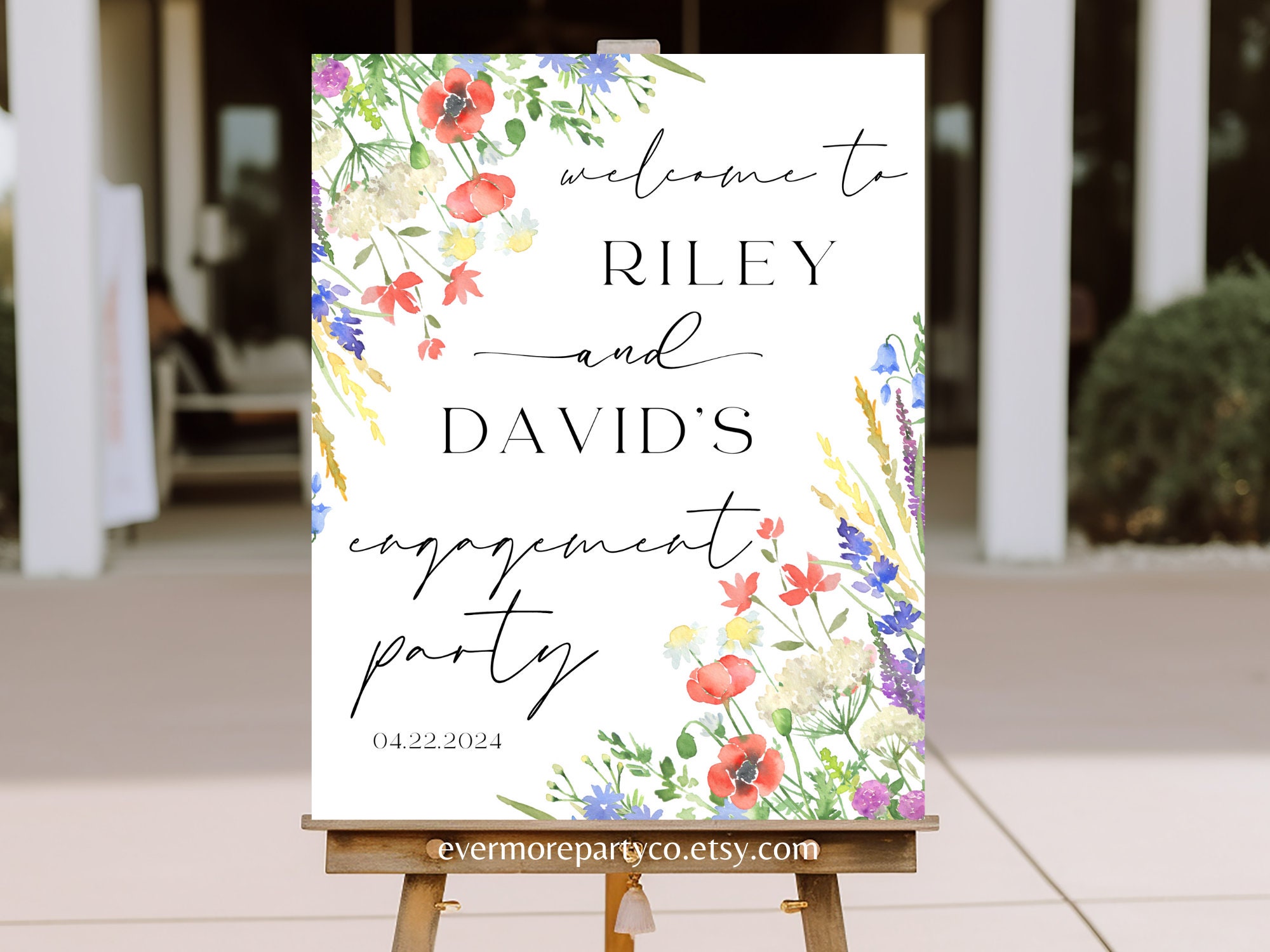 Wildflower Engagement Party Welcome Sign, Printed or Digital, Foam ...