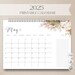 2025 Printable Calendar Floral Digital Monthly Planner Landscape ...
