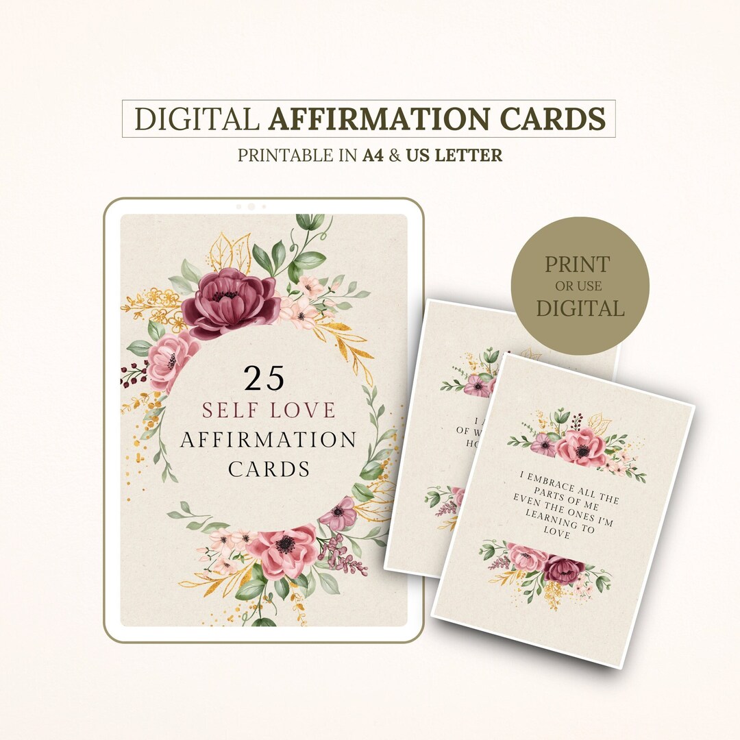 Printable Affirmation Cards, Self Love Booster Pack, Perfect for ...