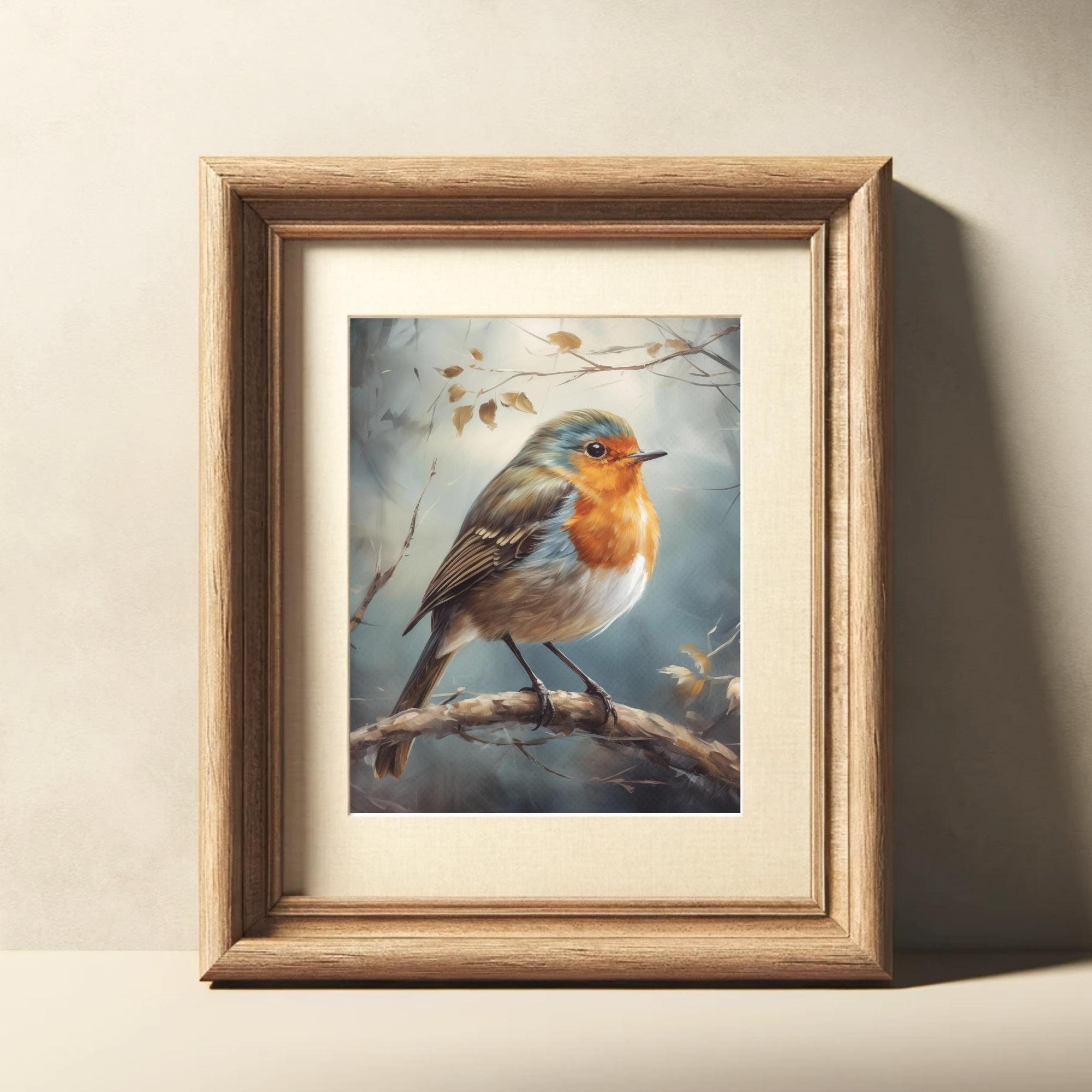 Robin Bird Art Print Vintage Winter Wall Art Printable Home Decor ...