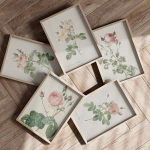 Pink Flower Print Bundle Cottagecore Gallery Wall Art Set Downloadable ...