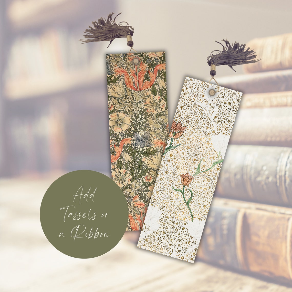Printable Bookmarks William Morris Floral Art Accessory - Etsy