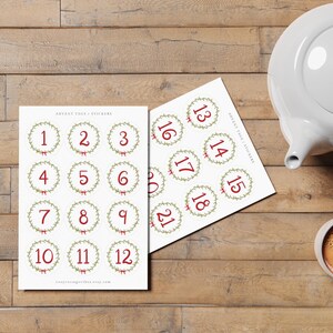 Printable Advent Calendar Numbers Christmas Countdown Advent Numbers ...