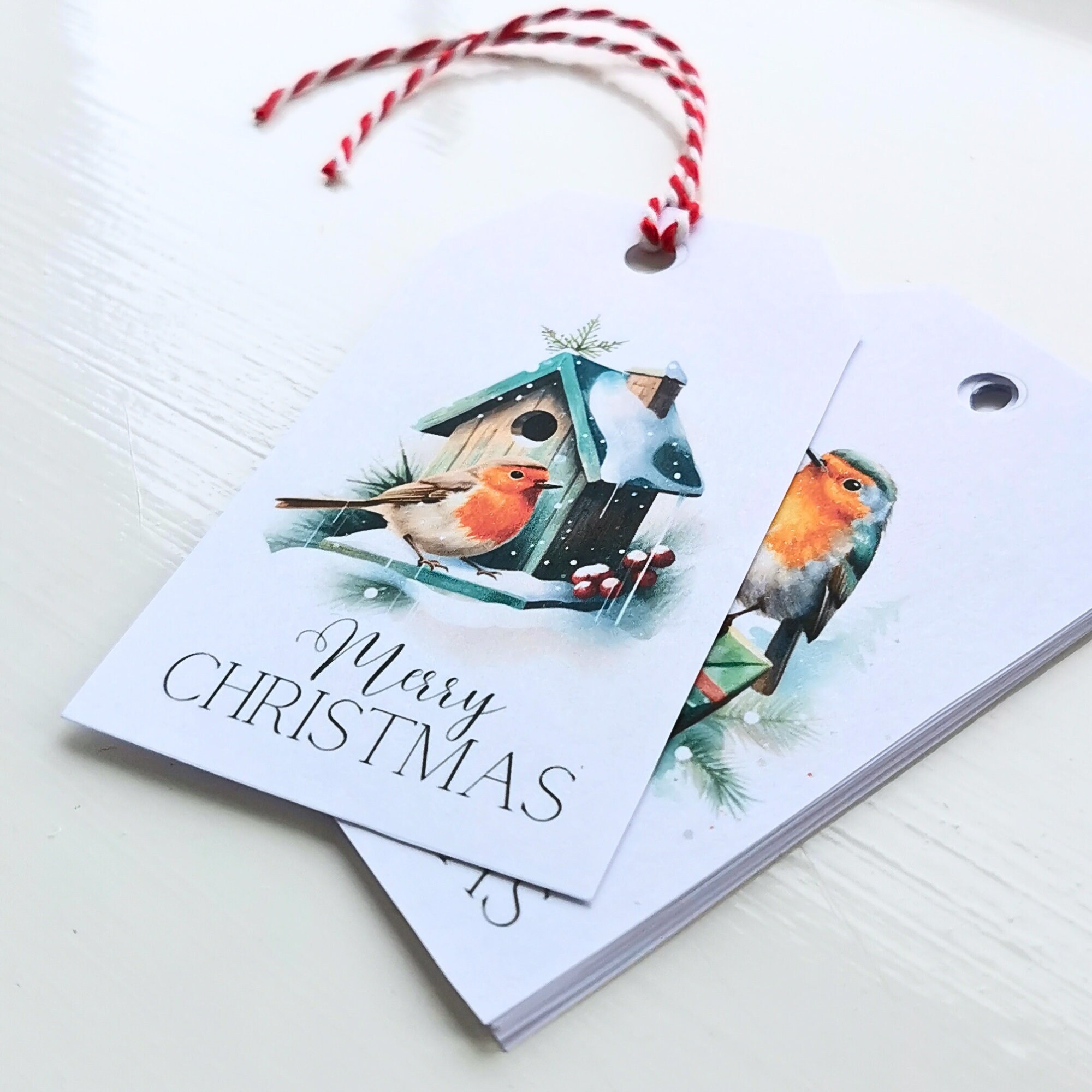 Christmas Gift Tags Printable Holiday Red Robin Gift Wrapping Vintage ...