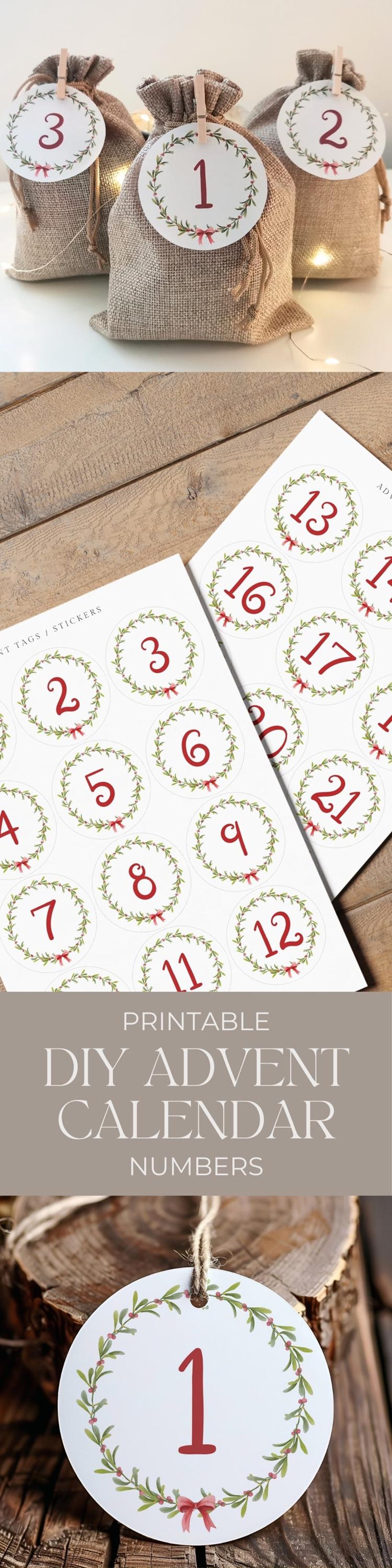 Printable Advent Calendar Numbers Christmas Countdown Advent Numbers ...