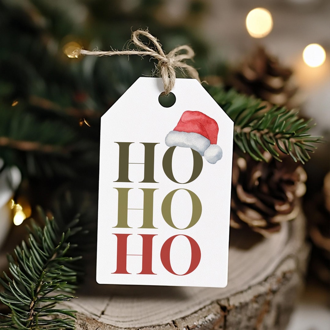 Printable Christmas Gift Tag Ho Ho Ho Gift Tag Printable Stickers Xmas ...