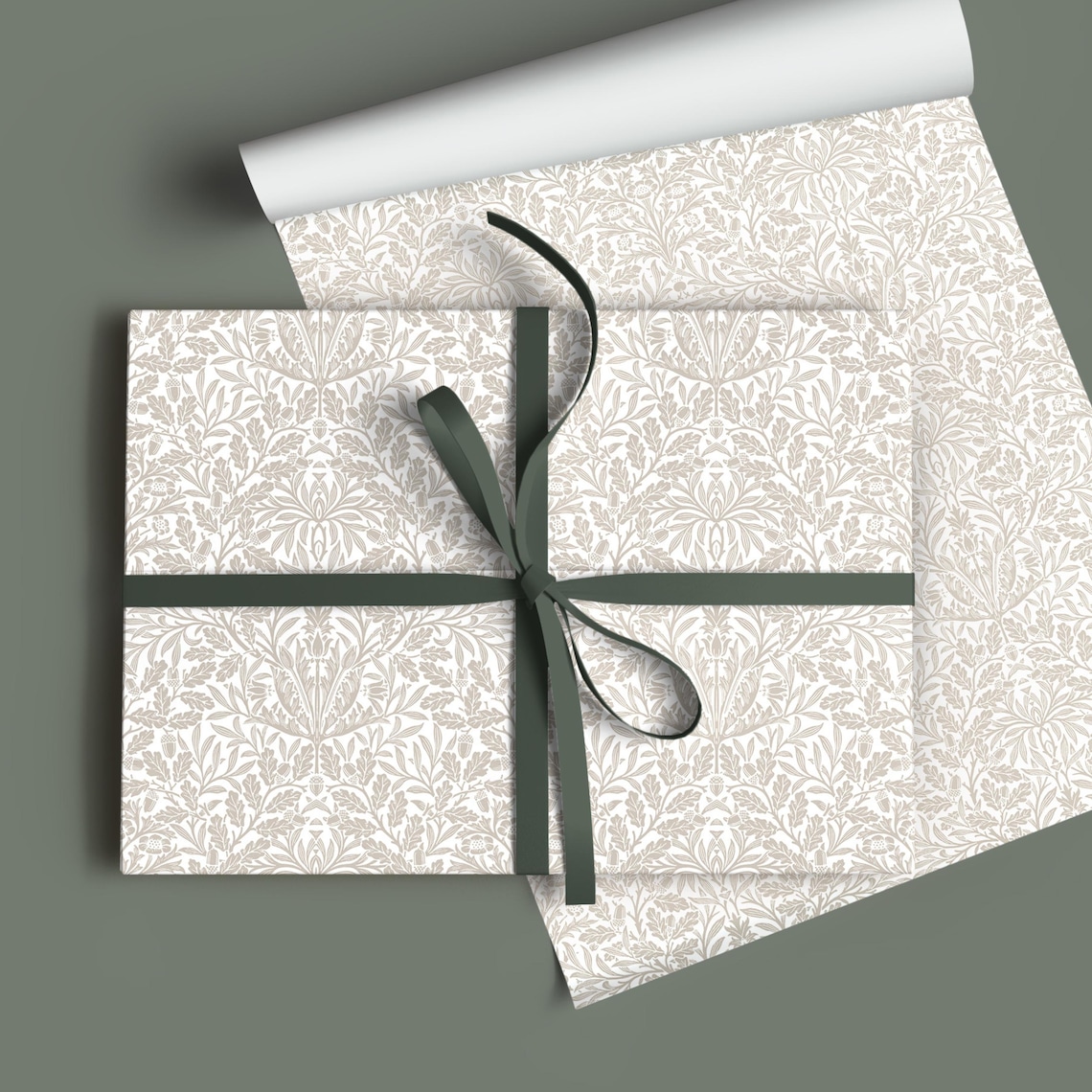 Neutral Wrapping Paper Floral Pattern Festive Wedding Gift Wrap William ...