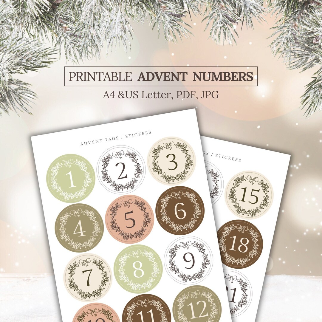 Printable Advent Calendar Numbers Round, Create Your Own Joyful ...