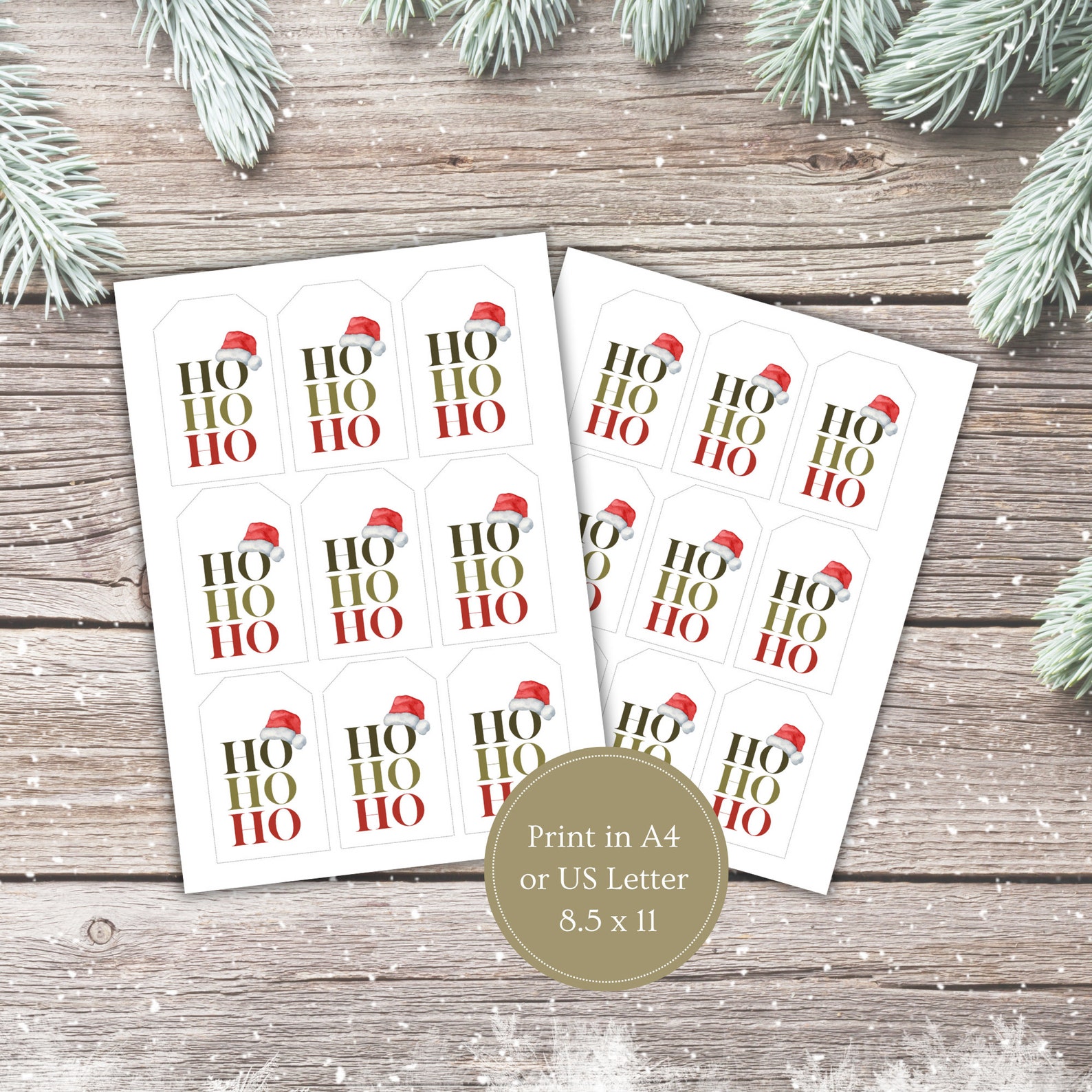 Printable Christmas Gift Tag Ho Ho Ho Gift Tag Printable Stickers Xmas ...