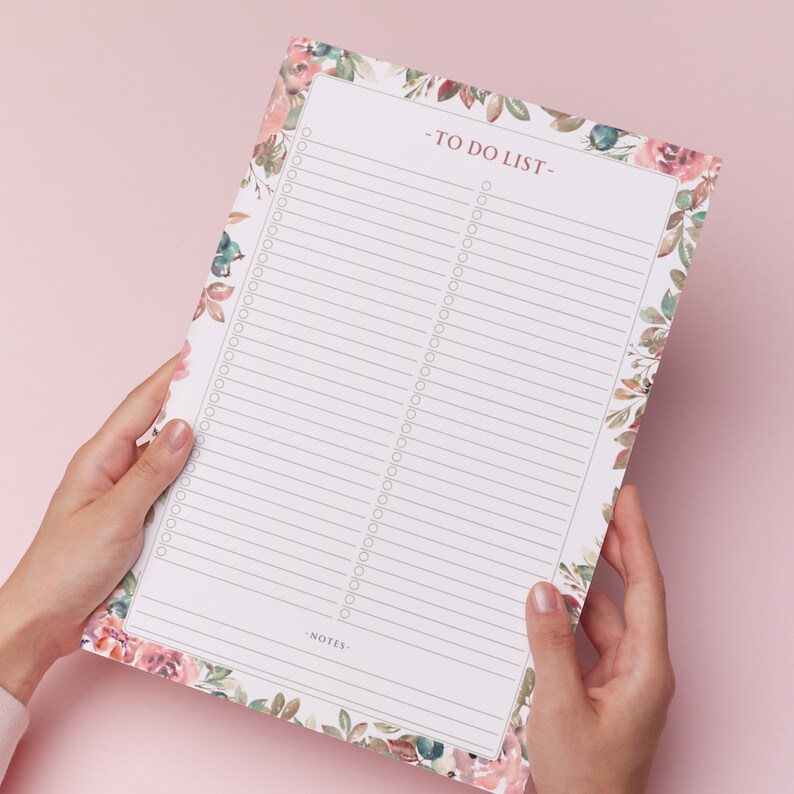 To Do List Printable Simple Check List Floral Daily Planner Home Office ...