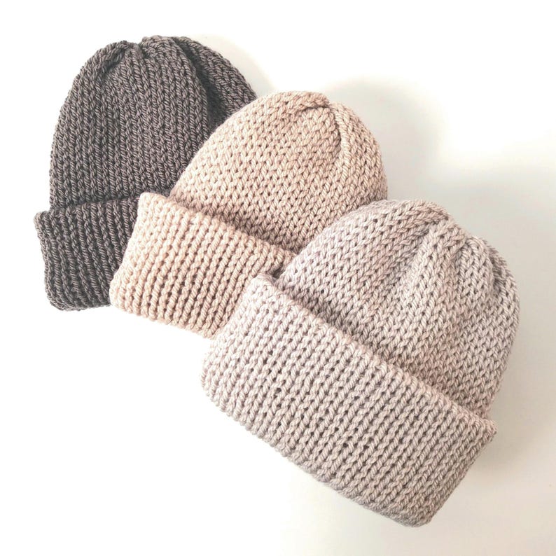 Knit Beanie Family Matching Hats in Neutral Earth Tone Colours for Baby ...