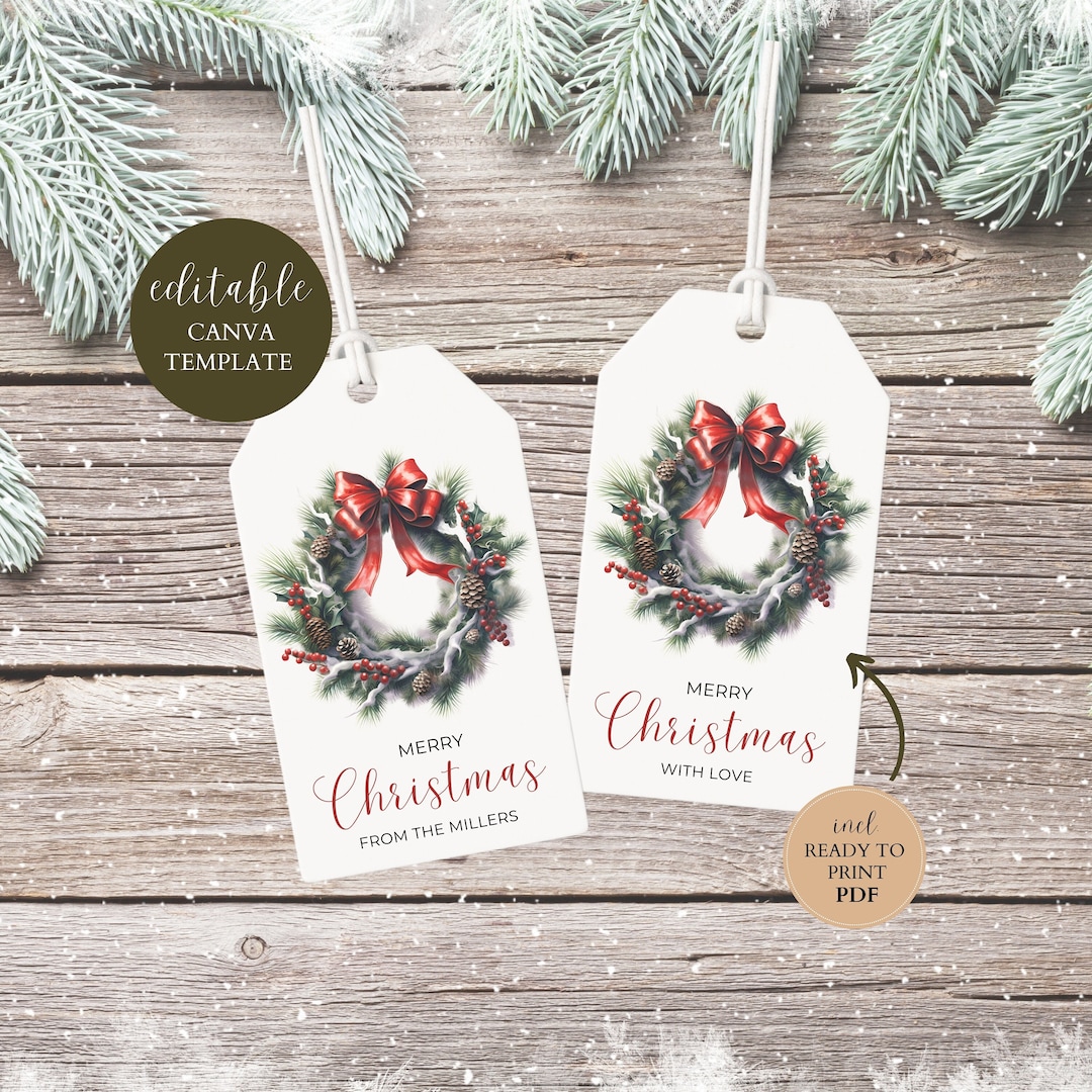 Editable Christmas Gift Tags Personalized Canva Template - Etsy