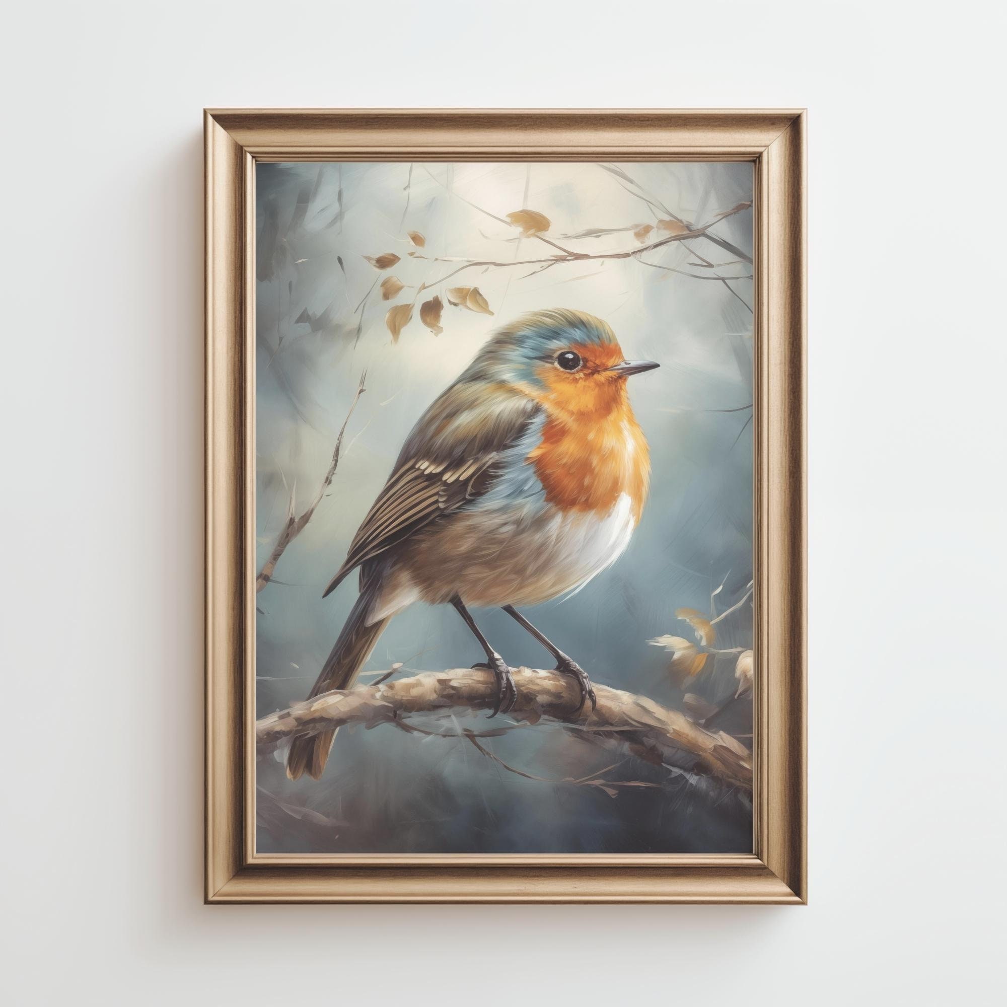 Robin Bird Art Print Vintage Winter Wall Art Printable Home Decor ...