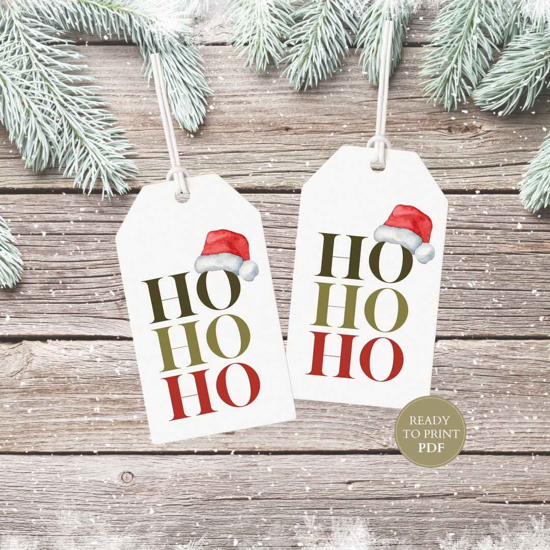 Printable Christmas Gift Tags Ho Ho Ho Stickers Holiday Gift - Etsy UK