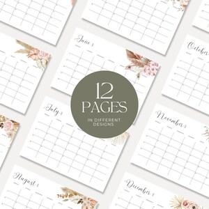 Floral Printable Calendar 2025 Neutral Monthly Planner Landscape ...