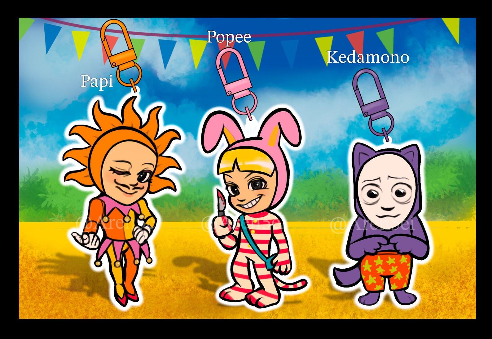Popee the Performer, Papi, Kedamono Keychains - Etsy UK