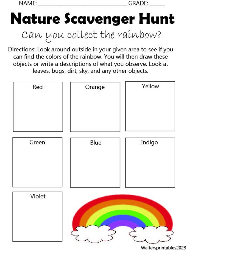 Nature Rainbow Scavenger Hunt - Etsy