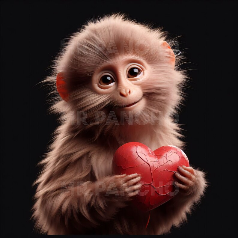 Happy Valentines Day Monkey Svg and Png Bundle, Boys Valentine Animal ...