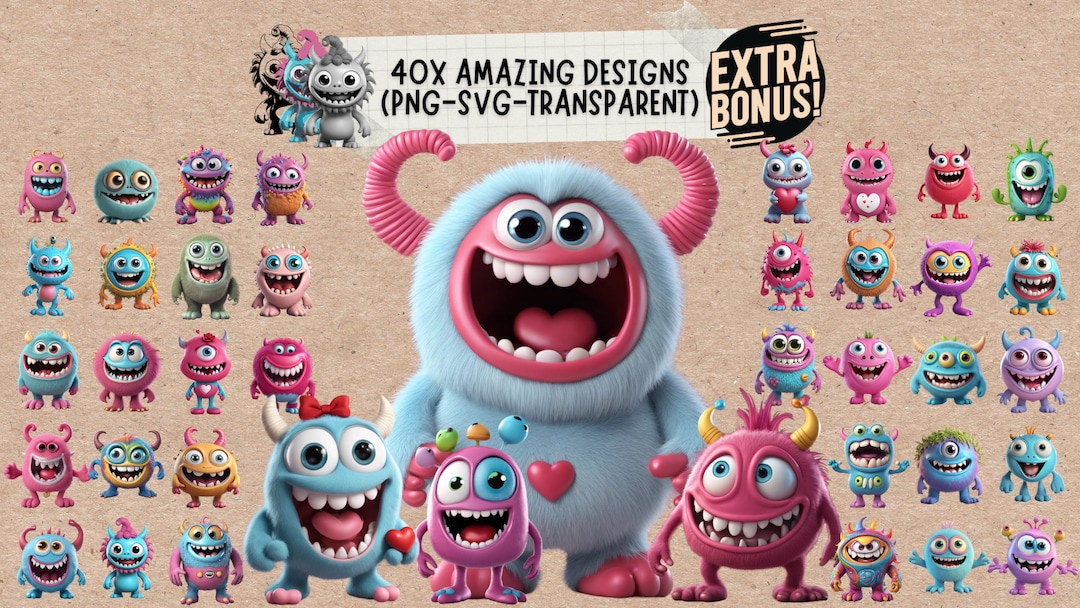 Cookie Monsters INC Layered Svg Clipart Bundle, Boo Monster Inc Svg ...