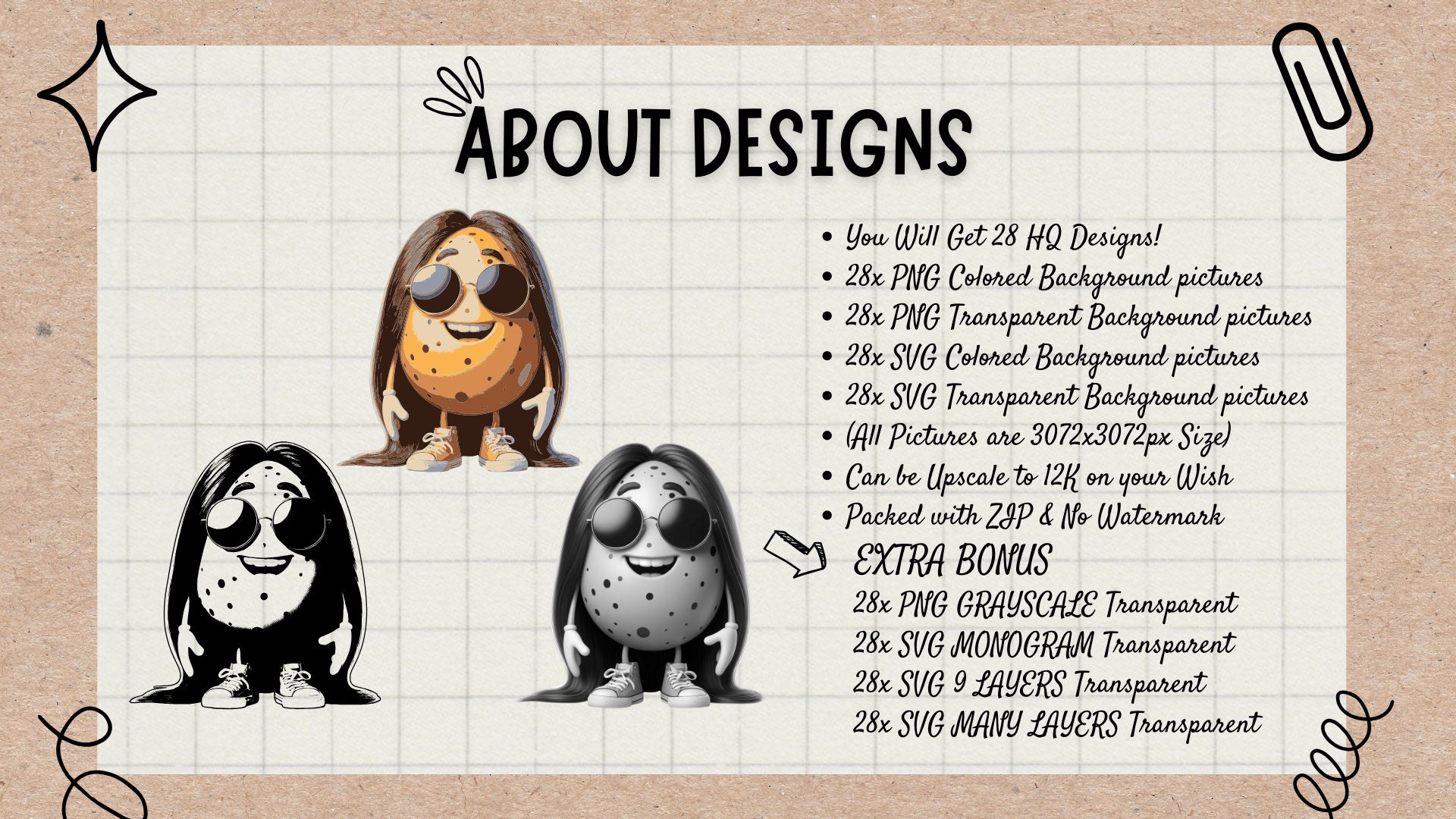 Egg Cartoon Easter Svg Clipart Bundle, Happy Easter 3d Egg Printable ...