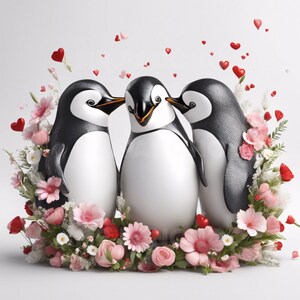 Two Funny Valentine Penguin in Love Png and Svg Sublimation Bundle for ...
