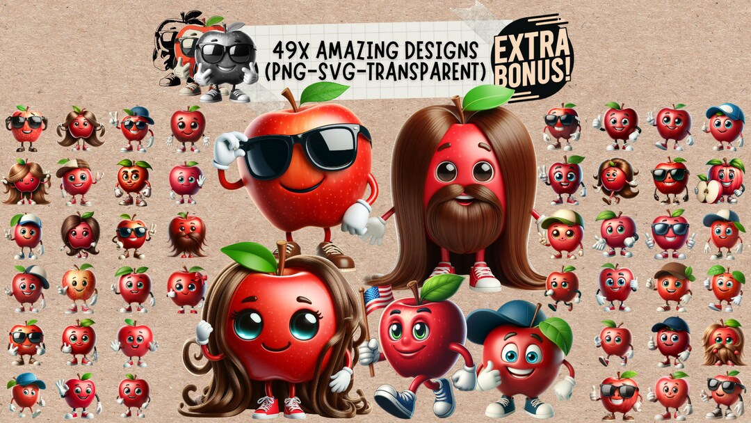 Apple Svg & Png Clipart Fruit of the Spirit Bundle, Fruits Clipart ...