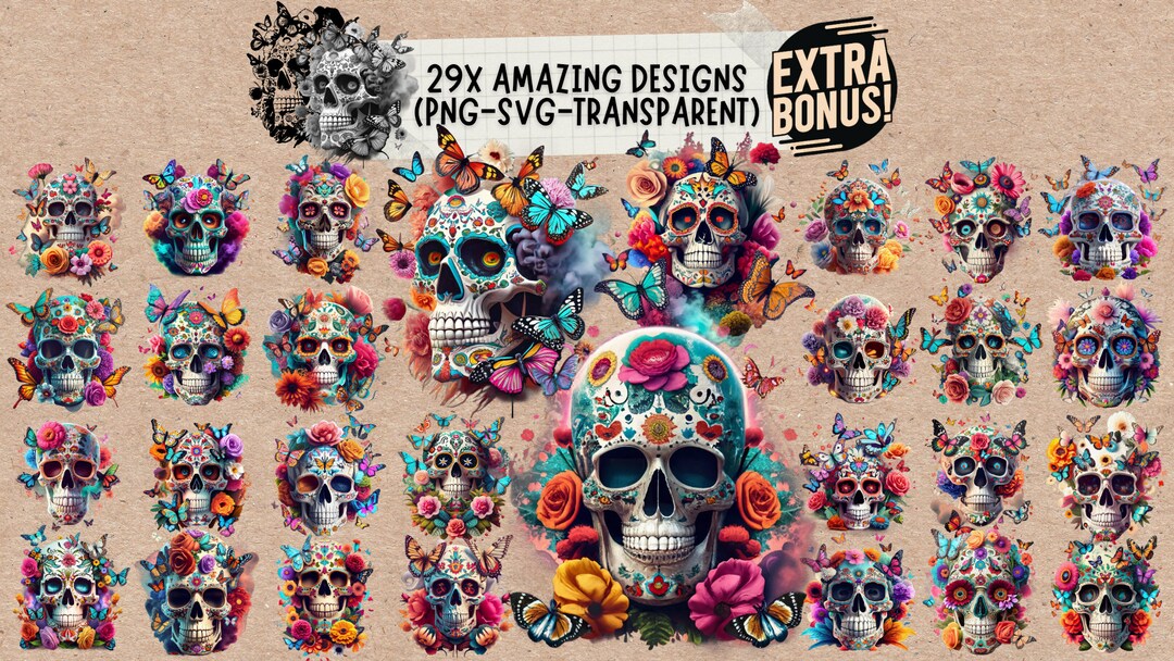 Bride Skeleton Skull Png Svg Clipart Sticker Bundle, Designs for ...