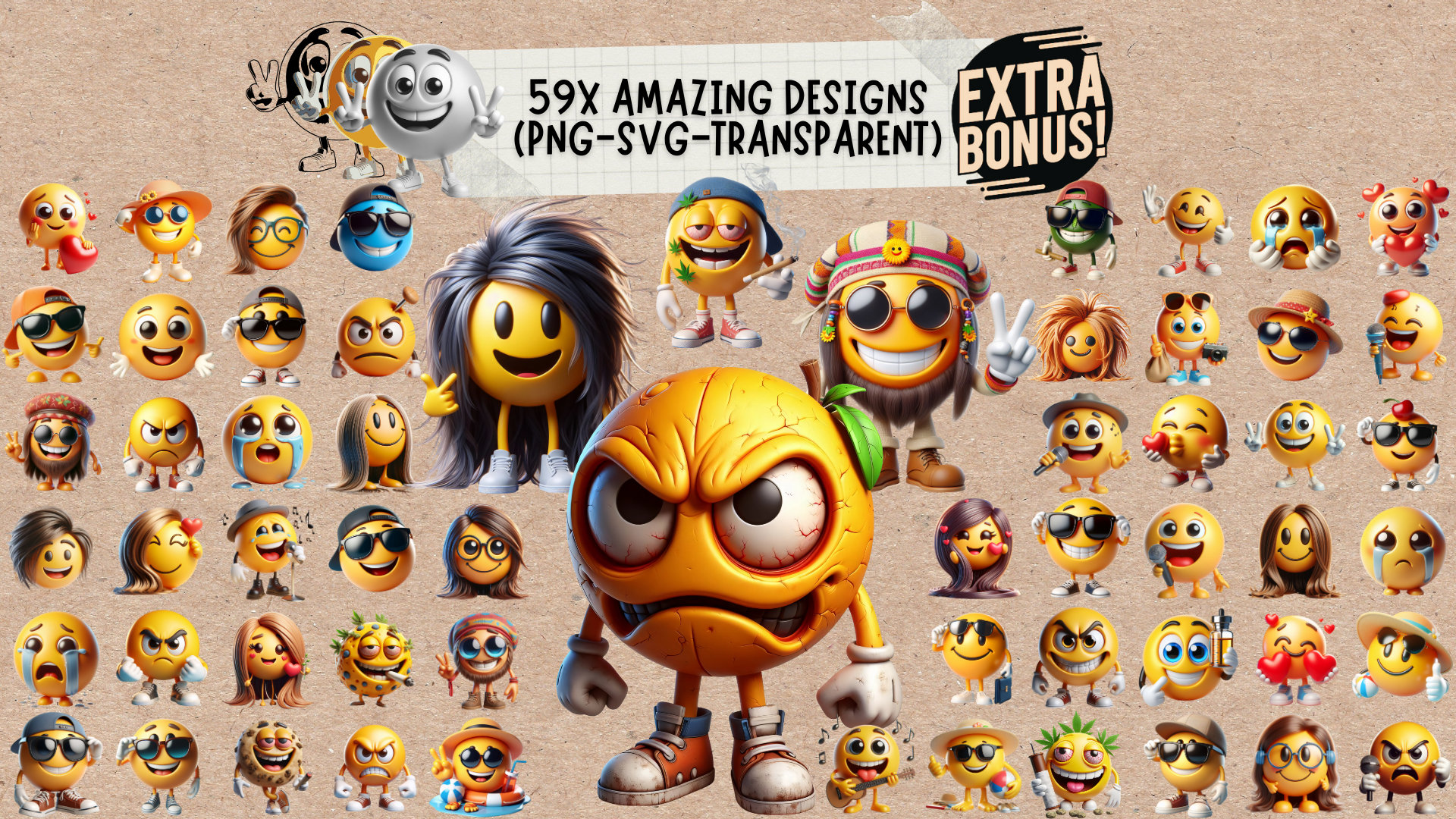 Good Vibes Smiley Face SVG and PNG Bundle, Cute Emoji Designs for Happy ...