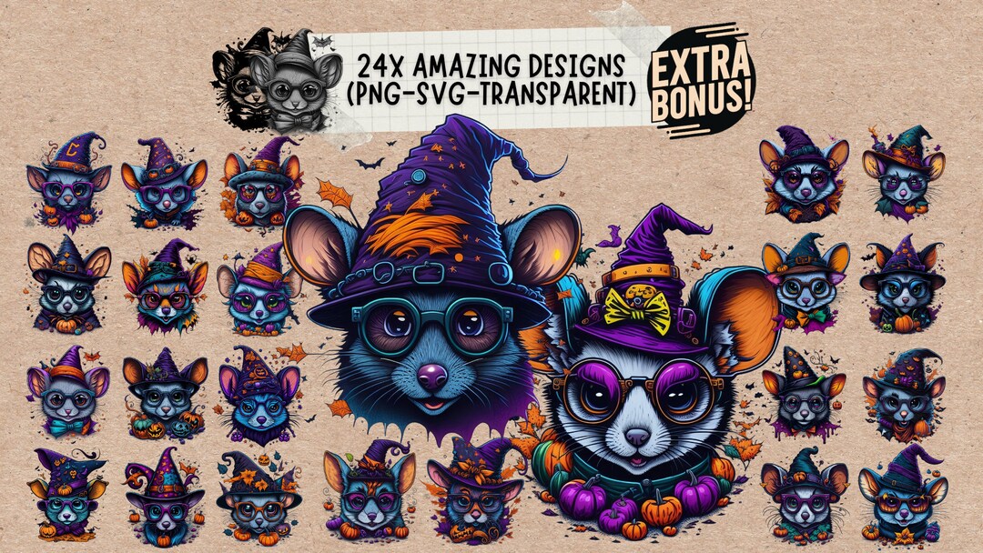 Hocus Pocus Circus Mini Mouse Face Png & Svg Clipart Bundle, Magical ...