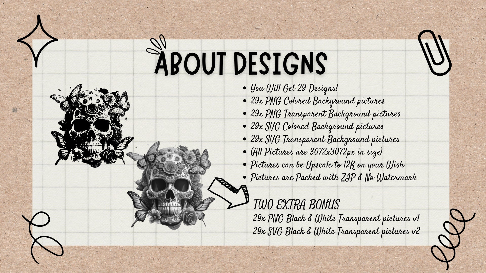 Bride Skeleton Skull Png Svg Clipart Sticker Bundle, Designs for ...