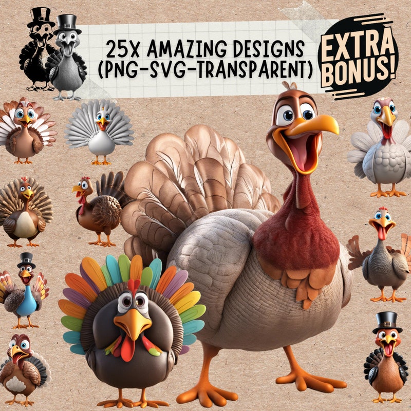 Turkeys Disguise Clipart - Etsy