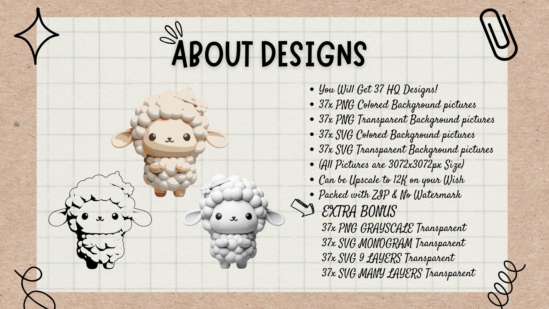 Happy Easter Sheep Png and Svg Clipart Bundle Files, Kids Easter ...