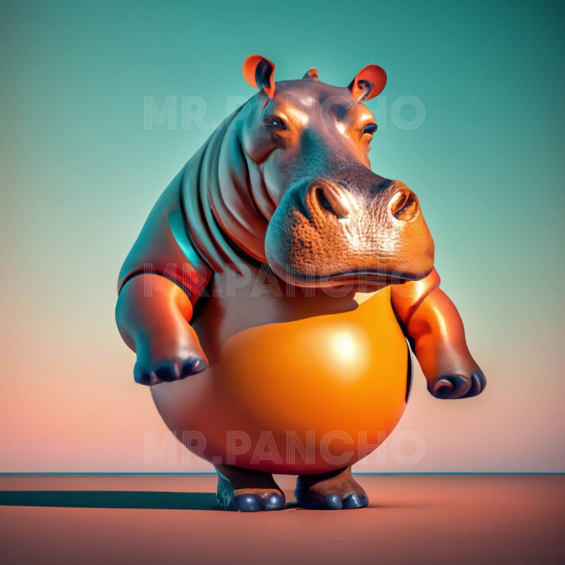 Cute Orange Hippo SVG Bundle, Hippo Silhouette Water Nature Clipart ...