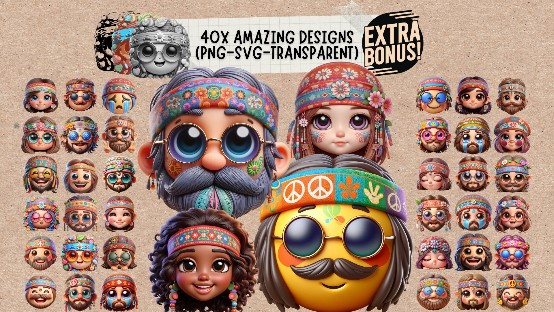 Good Vibes Smiley Face Hippie Svg & Png Bundle, Dont Worry Be Hippie ...