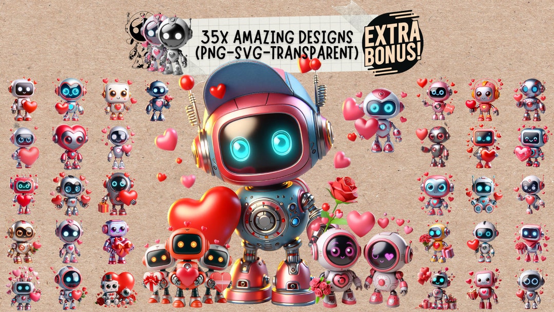 Funny Valentine Robot Clipart Svg Design for Shirt, Be Mine Girls ...