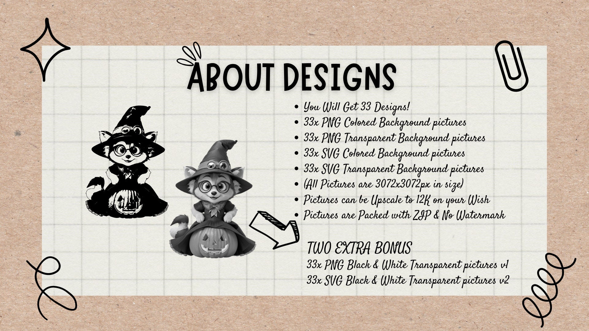 Funny Halloween Woodland & Farm Animal Svg Clip Art and Png Bundle ...