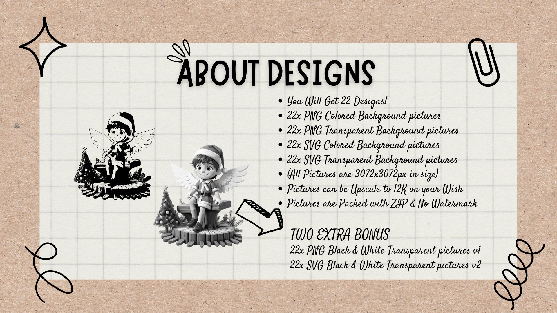 Ethereal Christmas Angel Svg Png & Clipart Bundle, Ethereal Winged ...