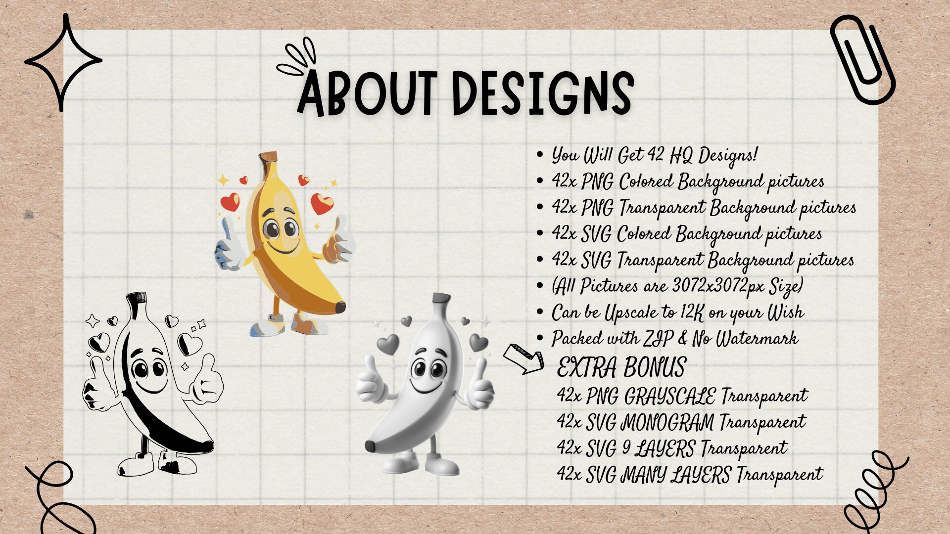 Funny Banana Sticker Spring Fruit Svg & Png Bundle, Summer Fruits ...
